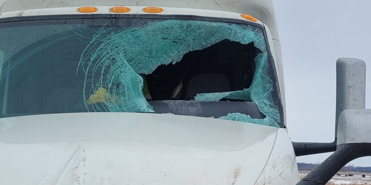 Flying Ice Chunk Smashes Through Drivers Windshield On Highway